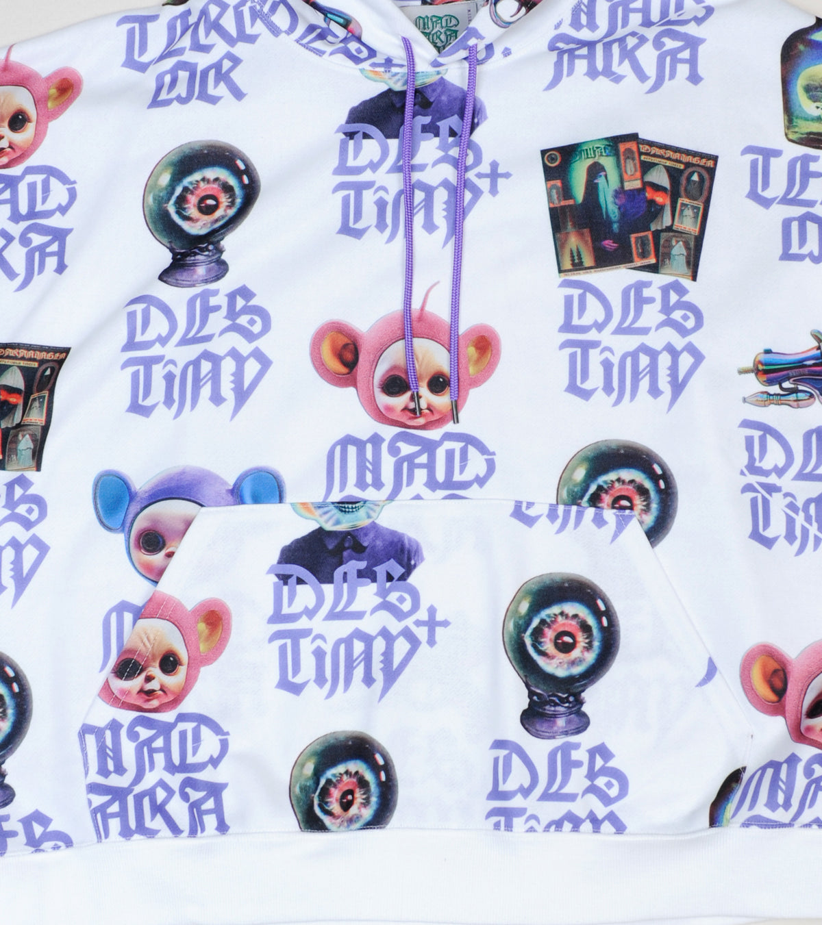 MAD PATTERN HOODIE White | GALAXY BROAD SHOP